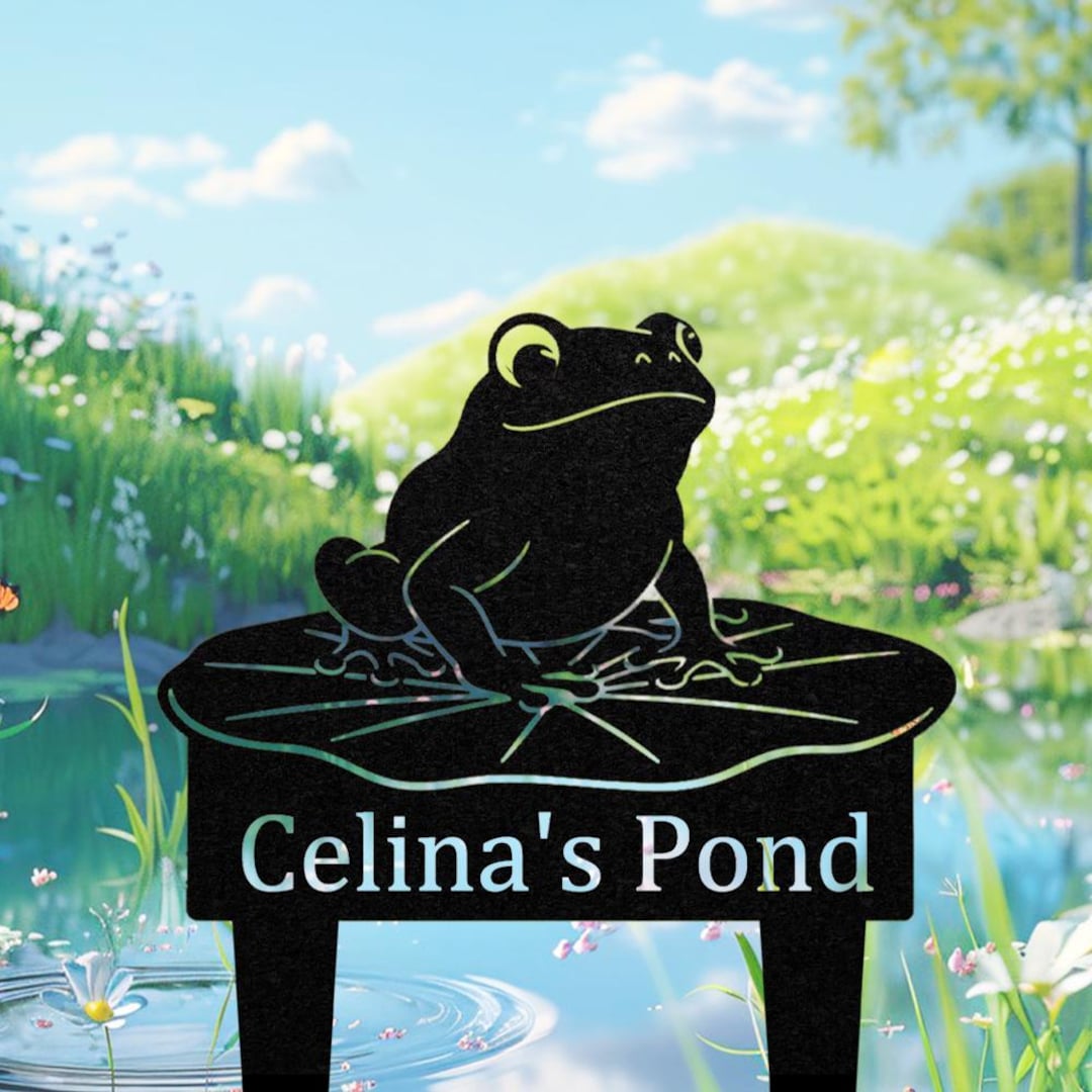 Custom Metal Frog Pond Garden Sign, Personalized Yard Signs, Outdoor ...