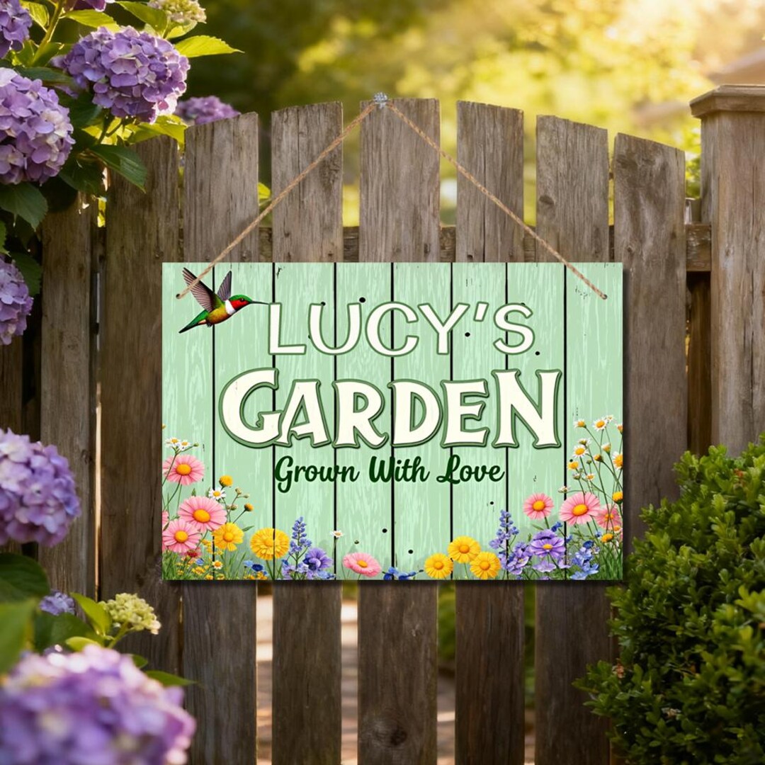Personalized Wooden Garden Sign, Custom Hanging Plaque - Etsy