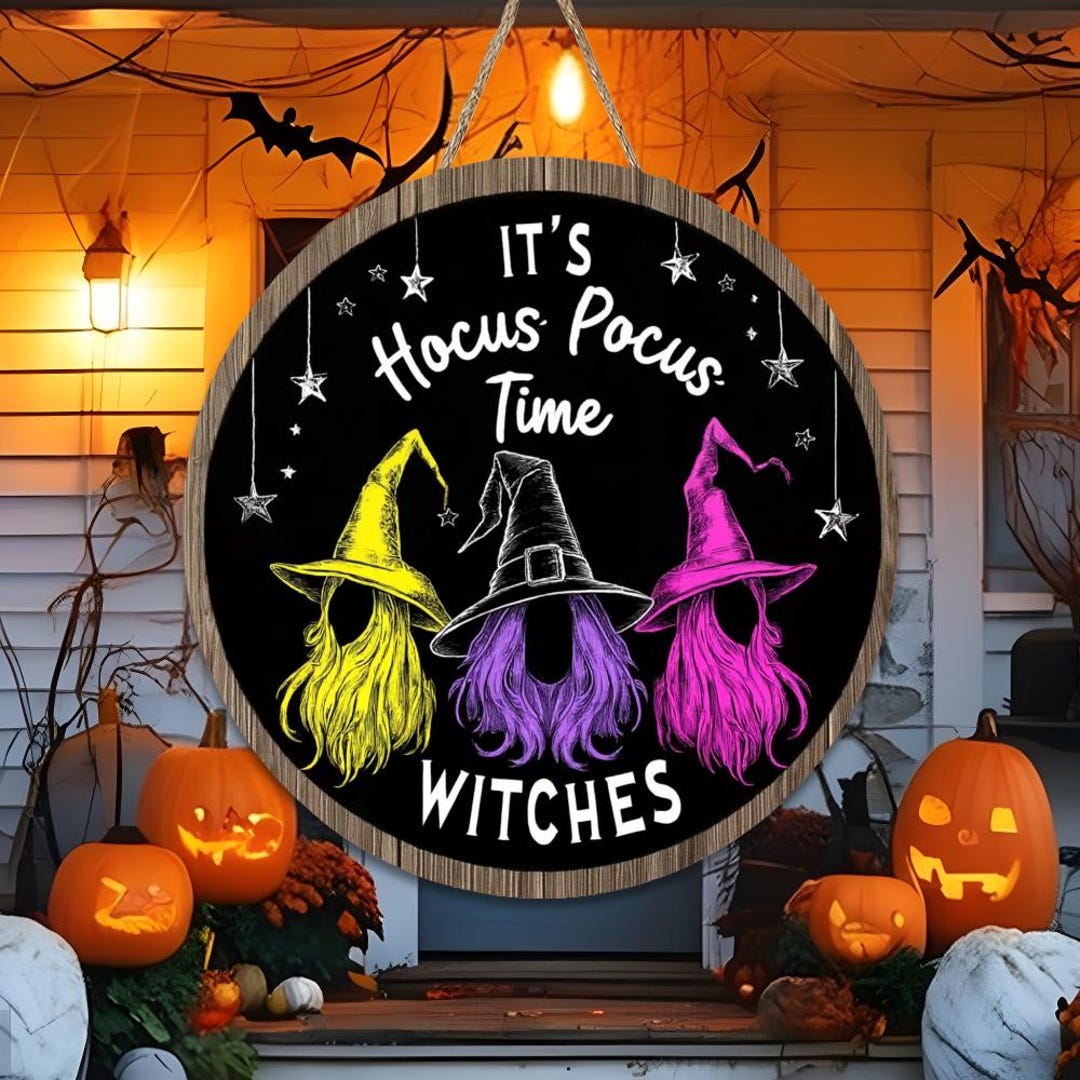 Hocus Pocus Witches Halloween Door Sign, Spooky Wood Decor - Etsy