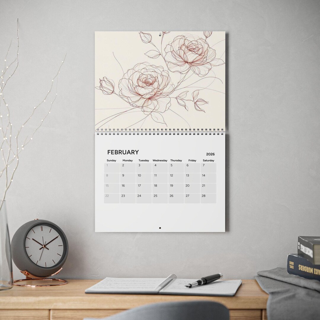 I Dream of Roses Wall Calendar 2026 | Minimalist Botanical Floral Art ...