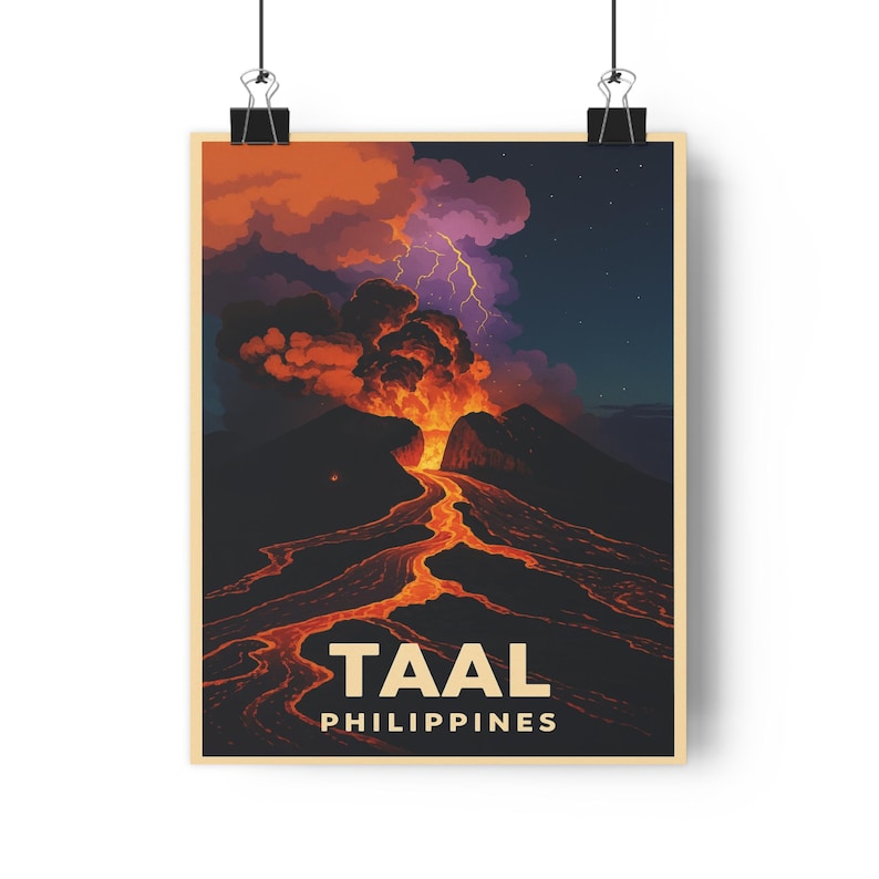 Taal Volcano Poster Philippines Vintage Retro Travel Wall Art Art Deco ...