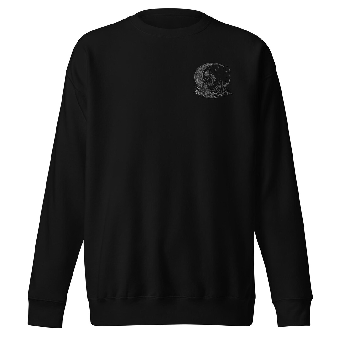Moon Goddess Crew Neck Sweater Embroidered - Etsy