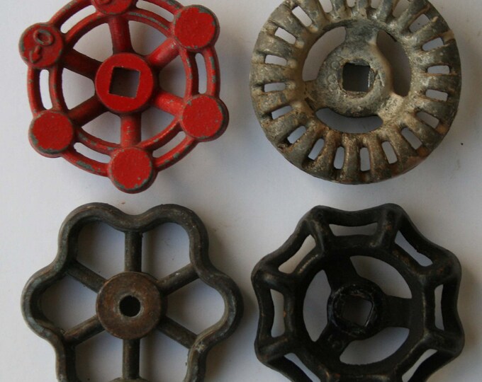 4 Vintage Industrial Valve Handles-sweet Little Batch - Etsy