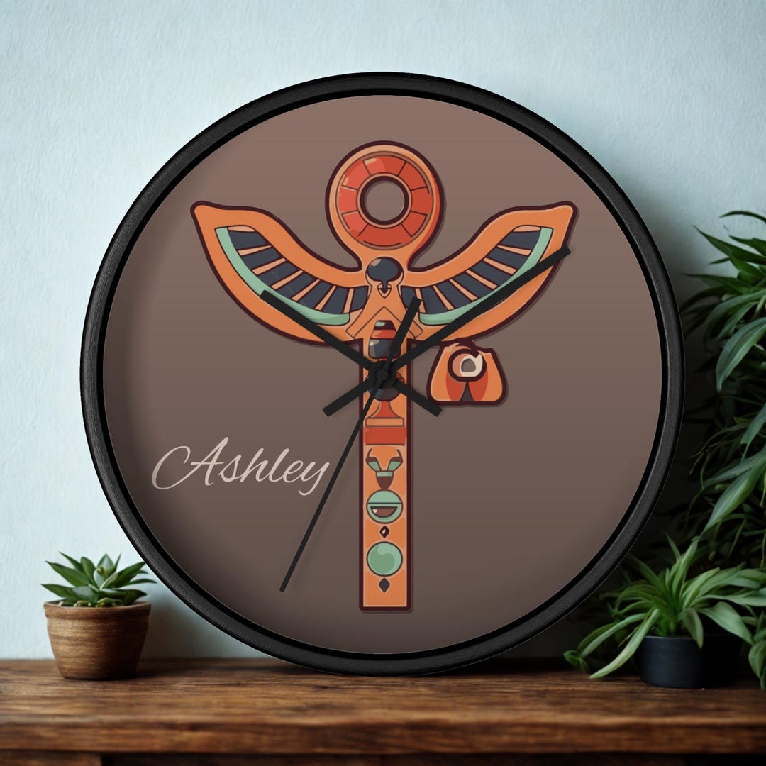 Custom Name Ankh Clock: Ancient Egypt Spiritual Wall Art - Wooden ...
