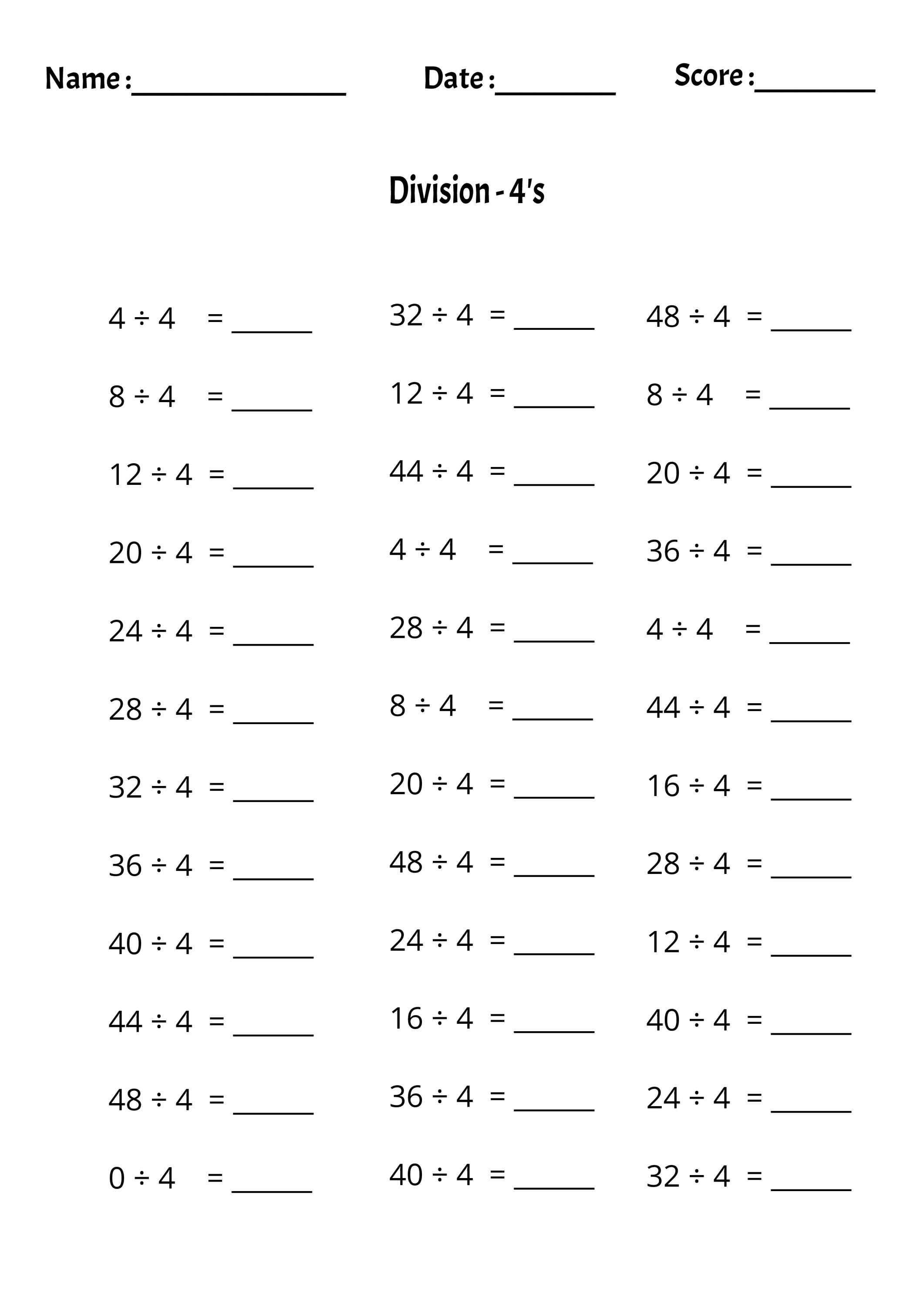 Printable Division Worksheets | Numbers 1–12 | Math Practice Worksheets ...