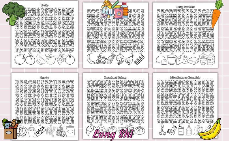 Supermarket Coloring Word Search Book: Fun Activity for All Ages (PDF ...