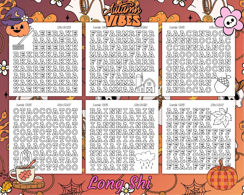 Autumn Word Search Coloring Book: Cozy Fall Decor (PDF Digital Download ...