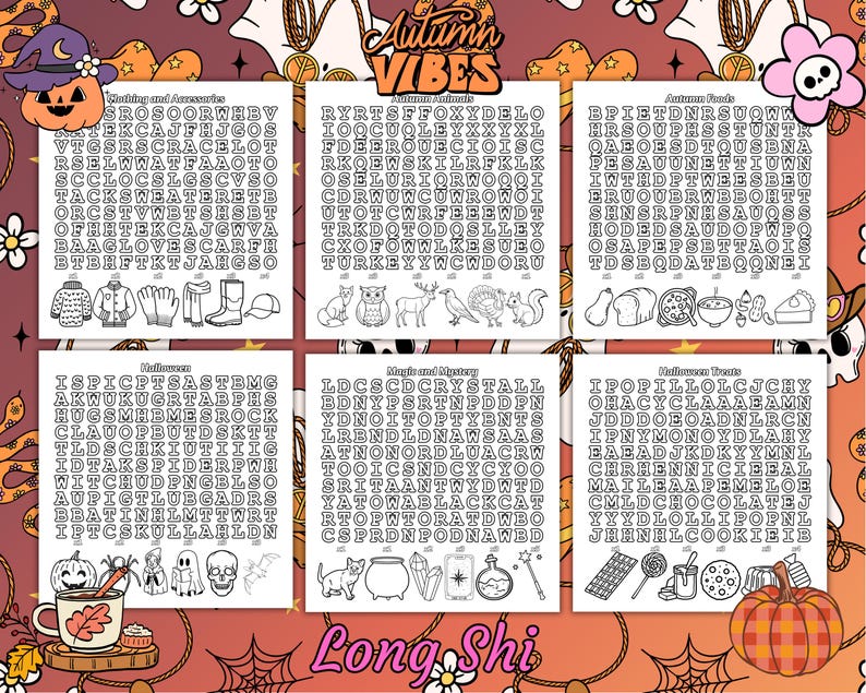 Autumn Word Search Coloring Book: Cozy Fall Decor (PDF Digital Download ...