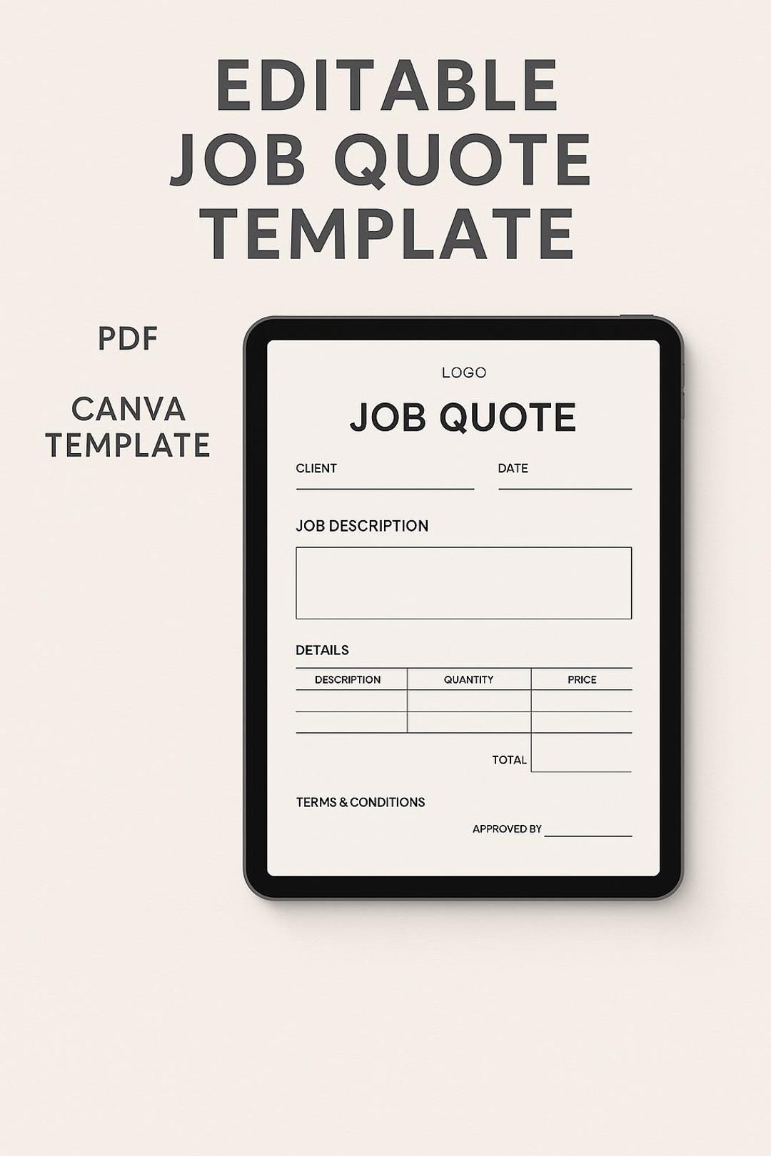 Editable Job Quote Template | Estimate Form for Contractors, Cleaners ...