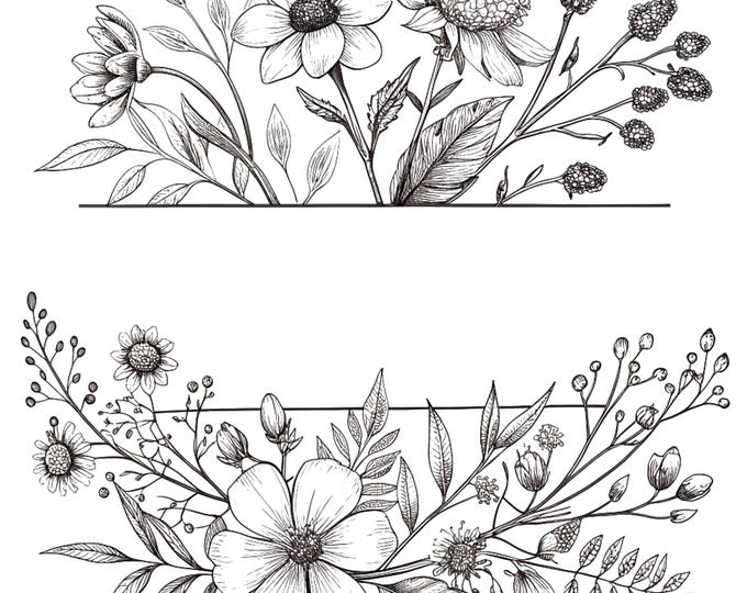 Wildflower Split Monogram Frame SVG and PNG, Flower Svg, Floral Frame ...