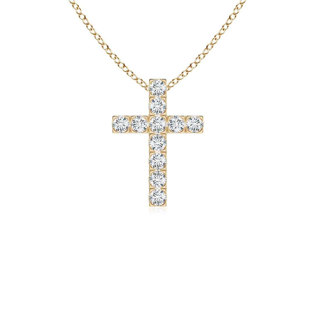 Lab Grown Diamond Cross Necklace, 14k Solid Gold, Minimalist Dainty ...