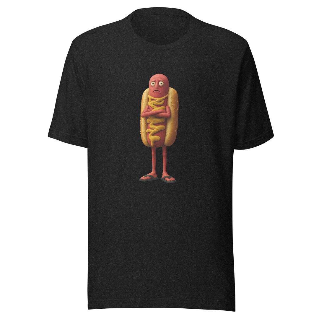 Reluctant Hot Dog Shirt – Weirdcore Food Meme Tee – Absurd Humor ...