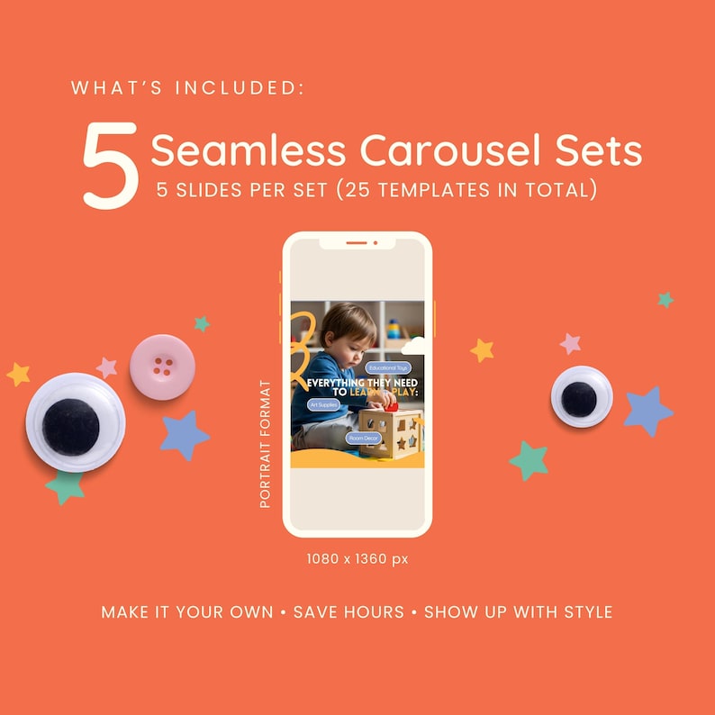 Kids Shop Seamless Carousel IG Templates for Kindergarten, Daycare, and ...