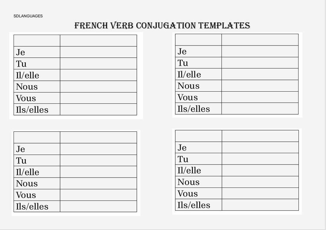 French Verb Conjugation Templates - up to 40 Verbs! - Etsy
