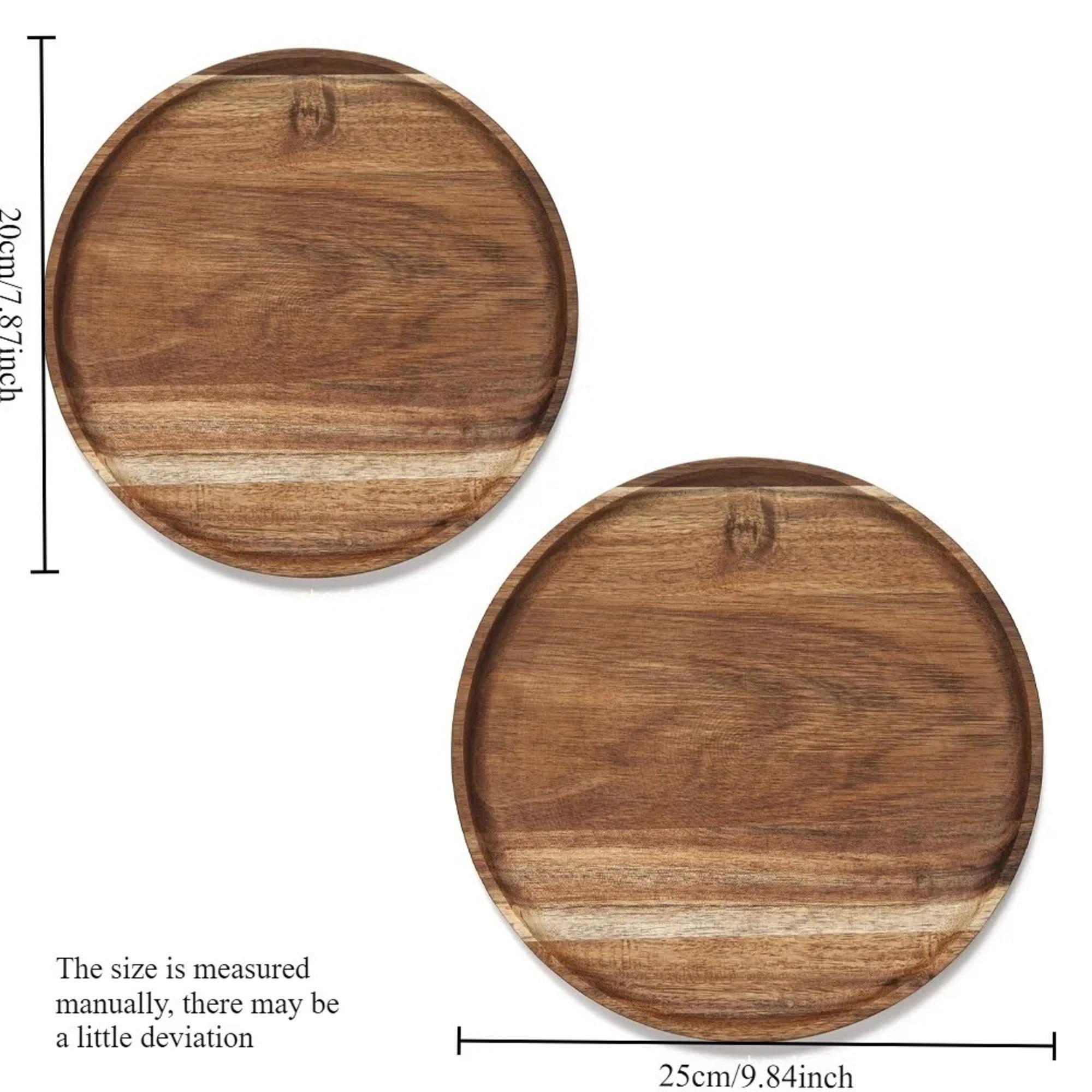 Round Wooden Serving Tray: Rustic Breakfast Snack Platter - Etsy