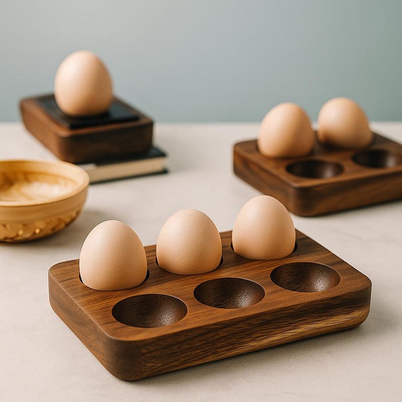 Rustic Wooden Egg Holder | Farmhouse Kitchen Organizer - Etsy