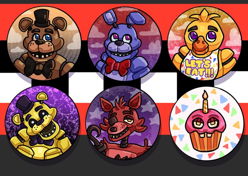 Fnaf-inspired Pin-back Buttons - Etsy