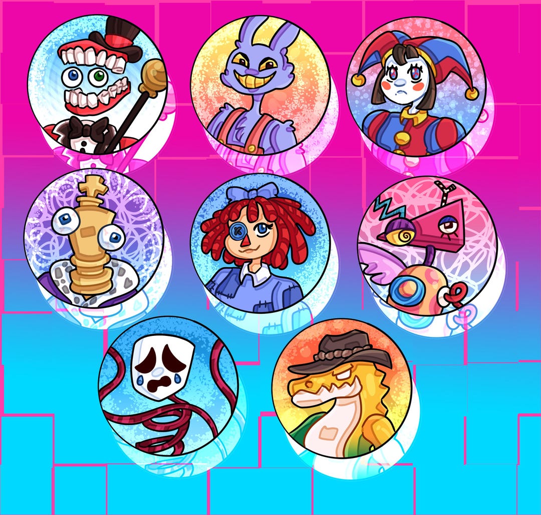 Digital Circus-inspired Pin-back Buttons - Etsy