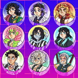 Hashira Demon Slayer-inspired Pin-back Buttons - Etsy