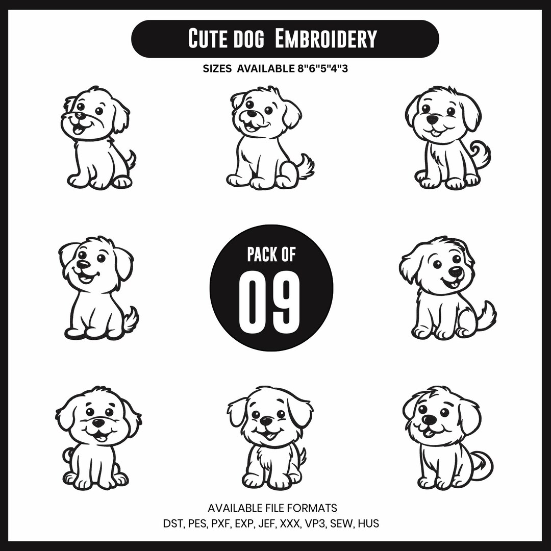 Cute Dog Embroidery, Cute Dog Monogram Embroidery, Pets Embroidery ...