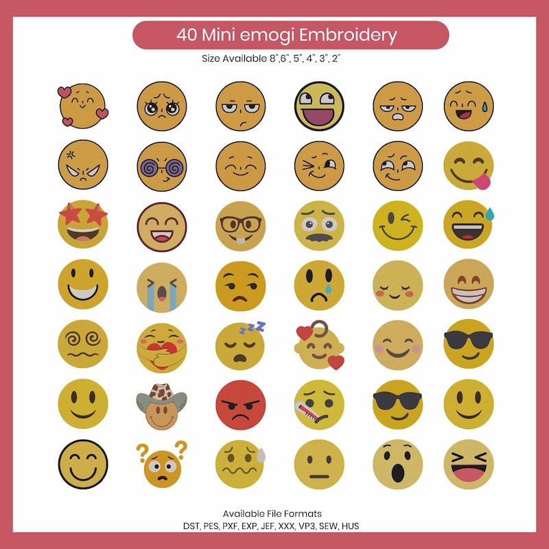 Emoji Embroidery Download - Etsy