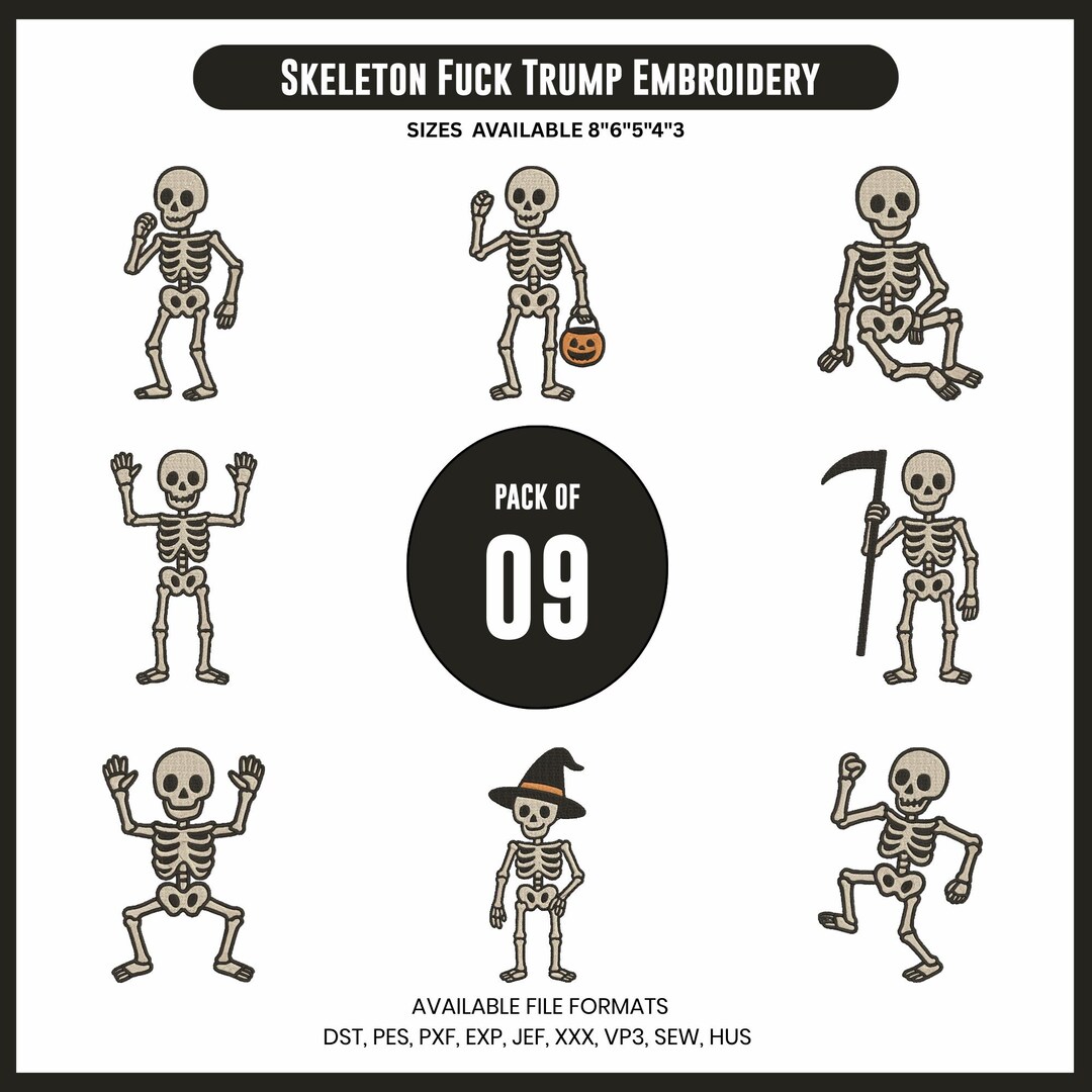 Skeleton Anti-trump Embroidery Design: Spooky Halloween Costume ...
