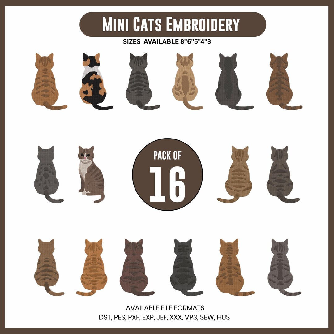 Mini Cats Machine Embroidery Design Set (5 Sizes) - Etsy