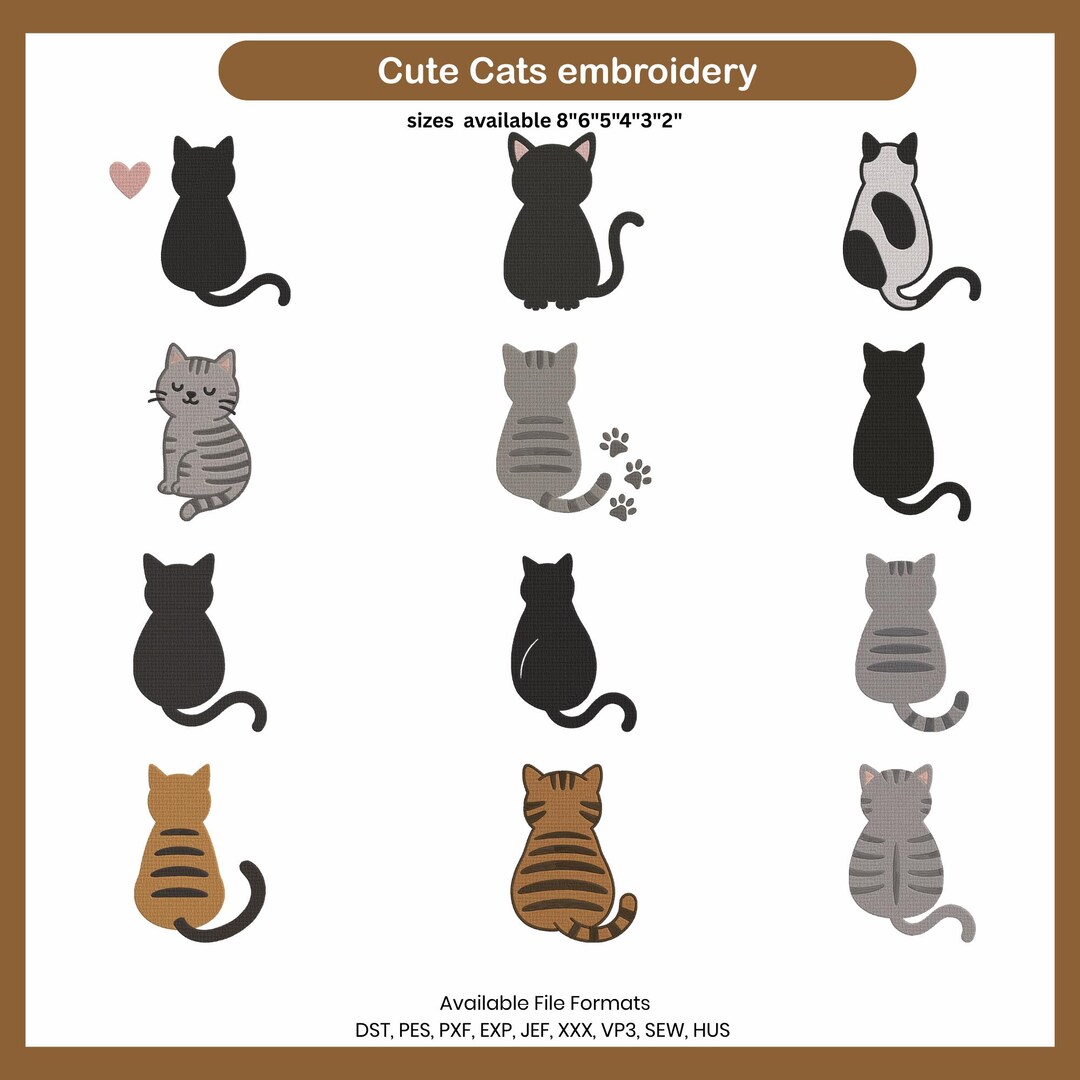 Mini Cats Machine Embroidery Design Set (6 Sizes) - Etsy