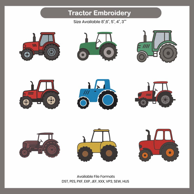 Farming Tractor Machine Embroidery Design: Antique Red Tractor, 5 Sizes ...