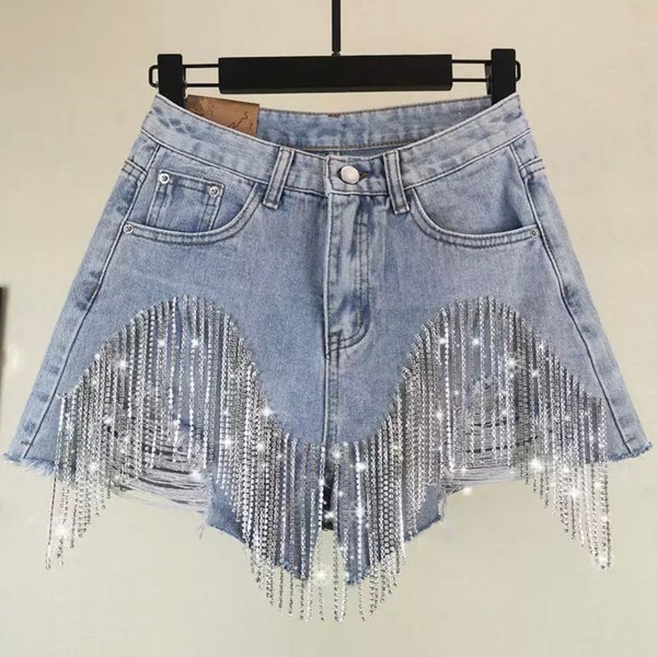 Rhinestone Shorts - Etsy