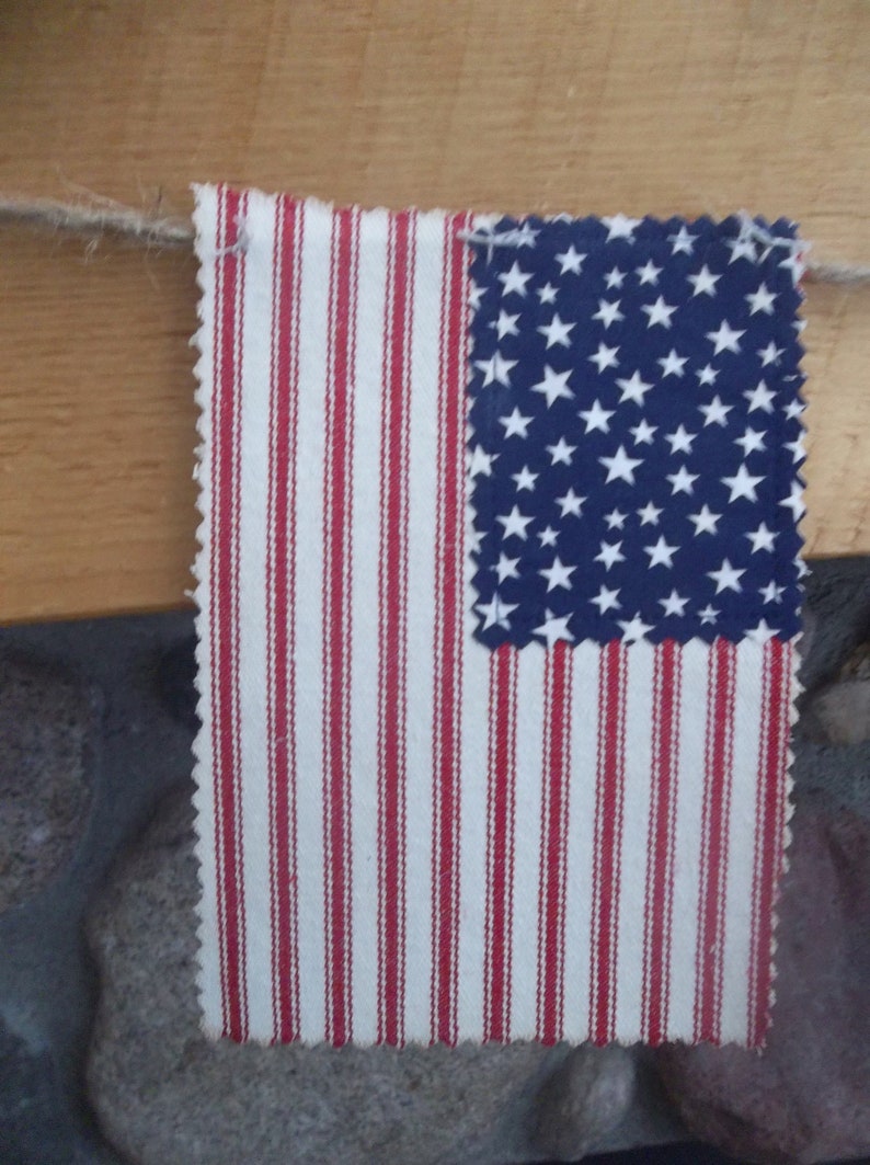 Primitive Handmade Americana Flag Garland Etsy