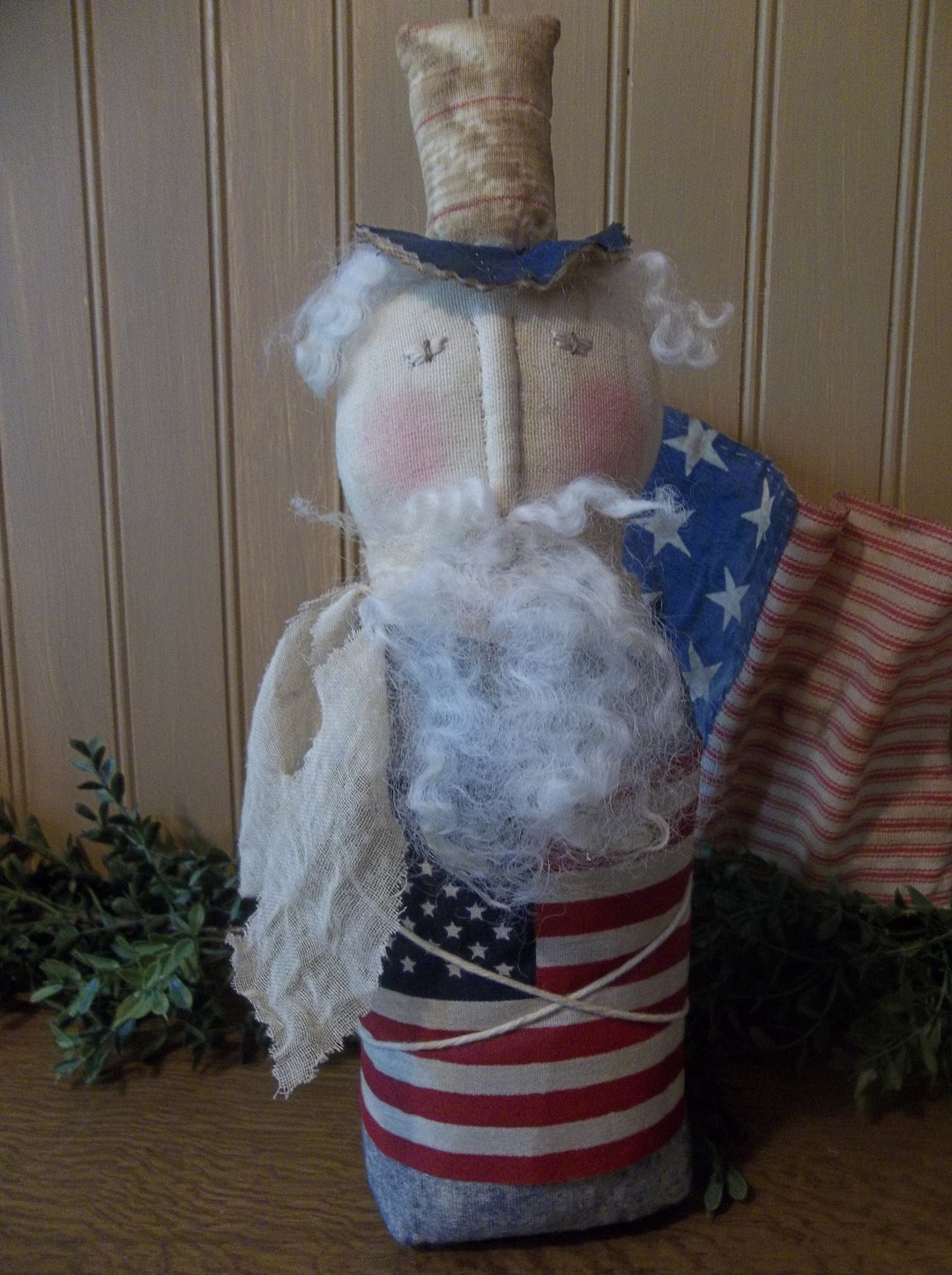 Primitive Handmade Uncle Sam Stump Doll Americana/patriotic/country - Etsy