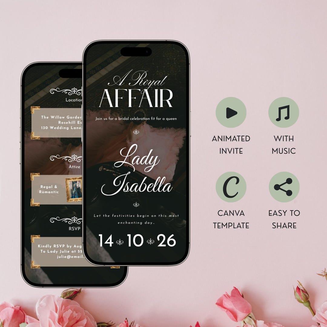 Bachelorette Party Video Invitation – Royalcore Theme - Canva Template ...