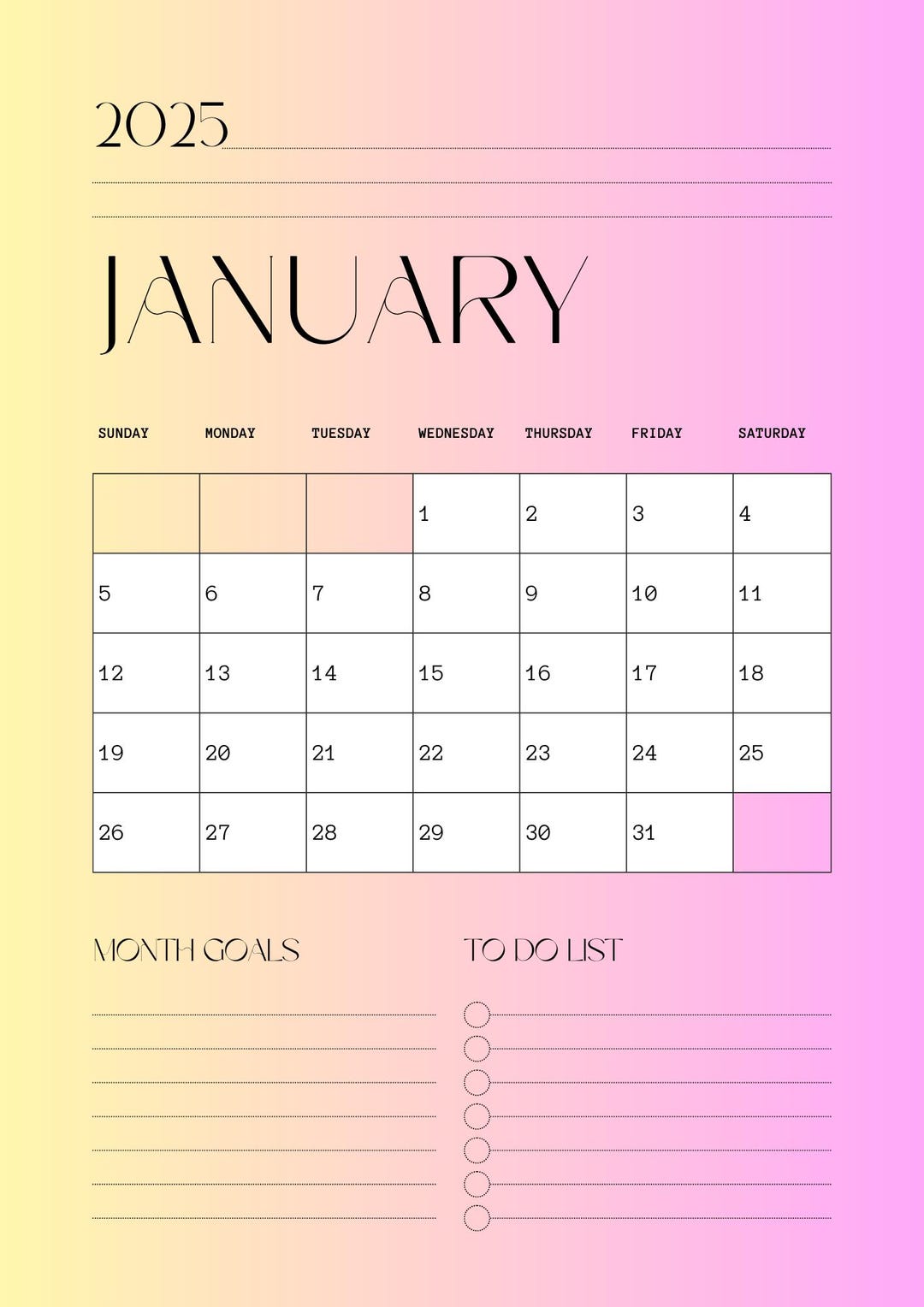 2025 Yearly Wall Planner: Pastel Minimalist Design (PDF, PNG Digital ...