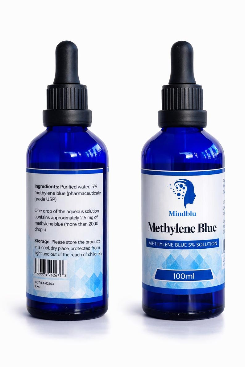 5% Methylene Blue Solution 100ml USP Grade, Ultra High Purity, Includes ...