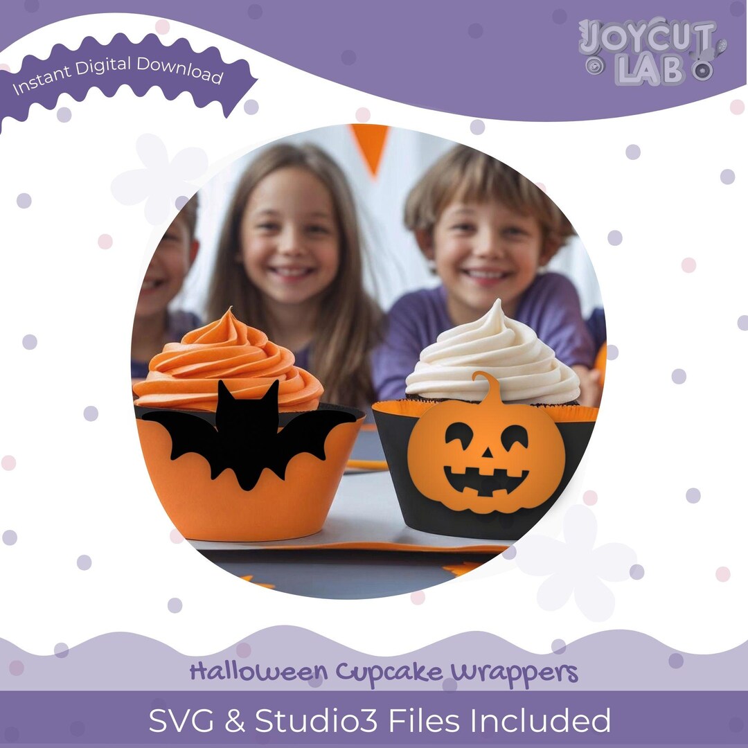 Halloween Cupcake Wrappers Bundle Silhouette Digital File (.studio3 ...