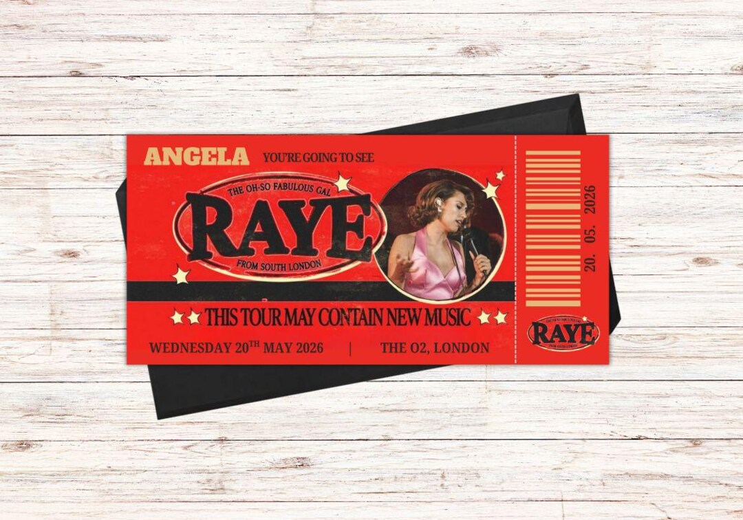 Personalised RAYE Concert Ticket | 2026 Tour Custom | Envelope Included ...