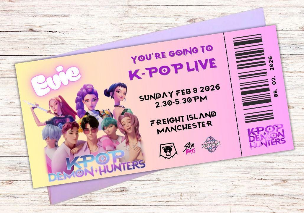 Printed Kpop Demon Hunter LIVE Concert Tickets | Custom Personalised ...