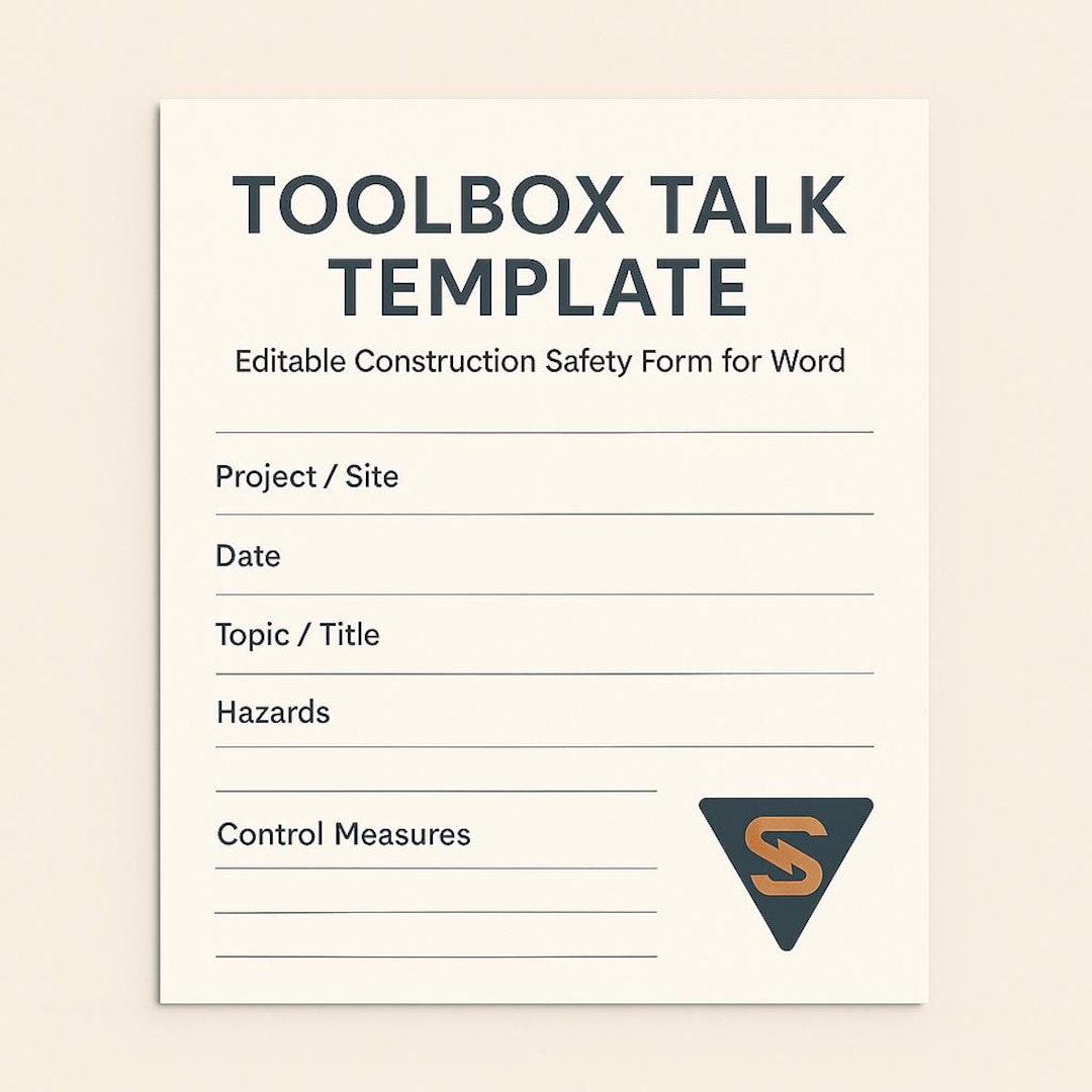 Editable Toolbox Talk Template - Etsy