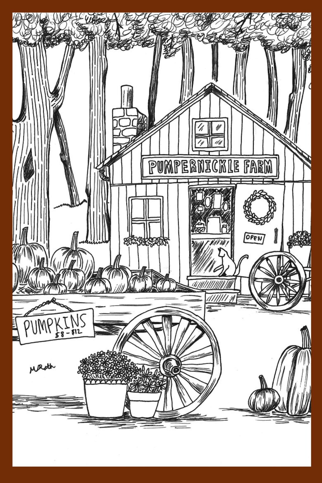 Cozy Fall Farm Shop Coloring Page for Adults. (digital Download) - Etsy