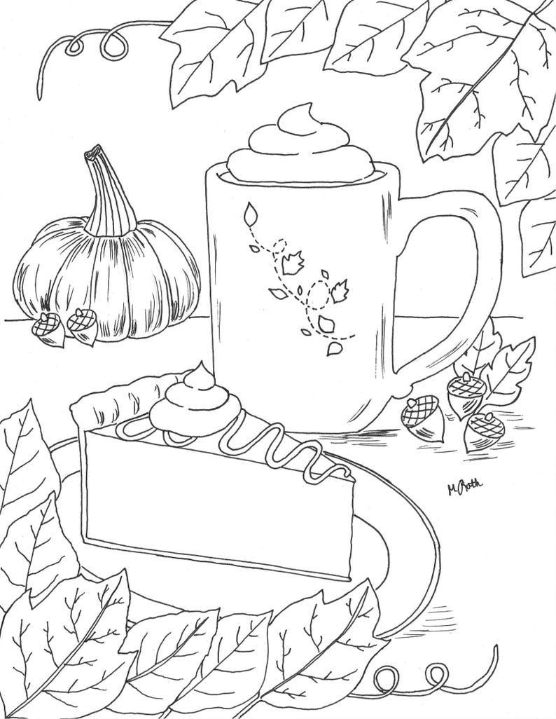 Cozy Fall Mug Coloring Page to Color for Adults. (digital Download) - Etsy