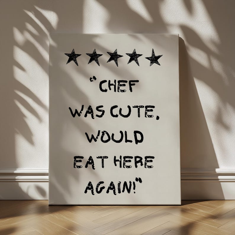 Chef Was Cute Would Eat Here Again Canvas Wall Art, Funny Kitchen Quote ...