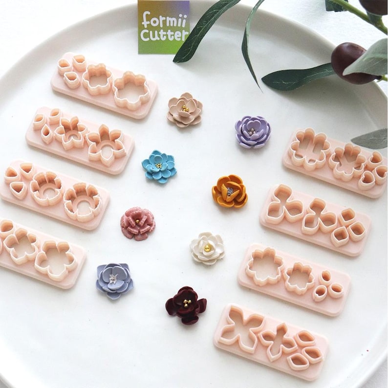 Layered Flower Polymer Clay Cutter Set 3D Petal Mold for Earrings and ...