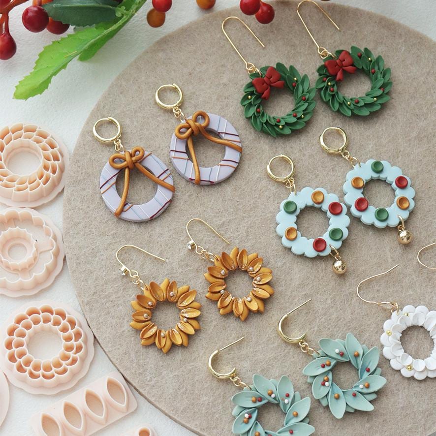Christmas Wreath Polymer Clay Cutter Set for Holiday Earrings and ...