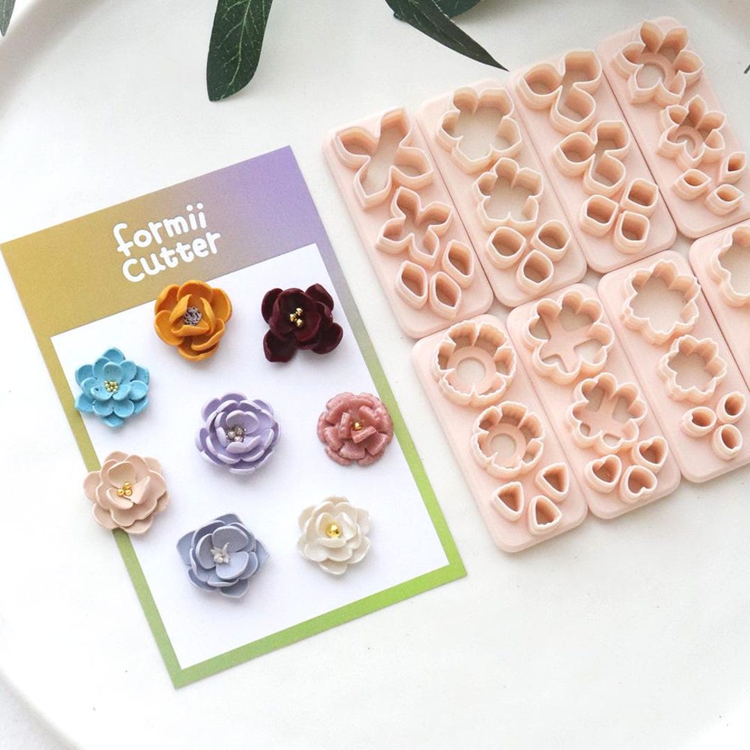 Layered Flower Polymer Clay Cutter Set 3D Petal Mold for Earrings and ...