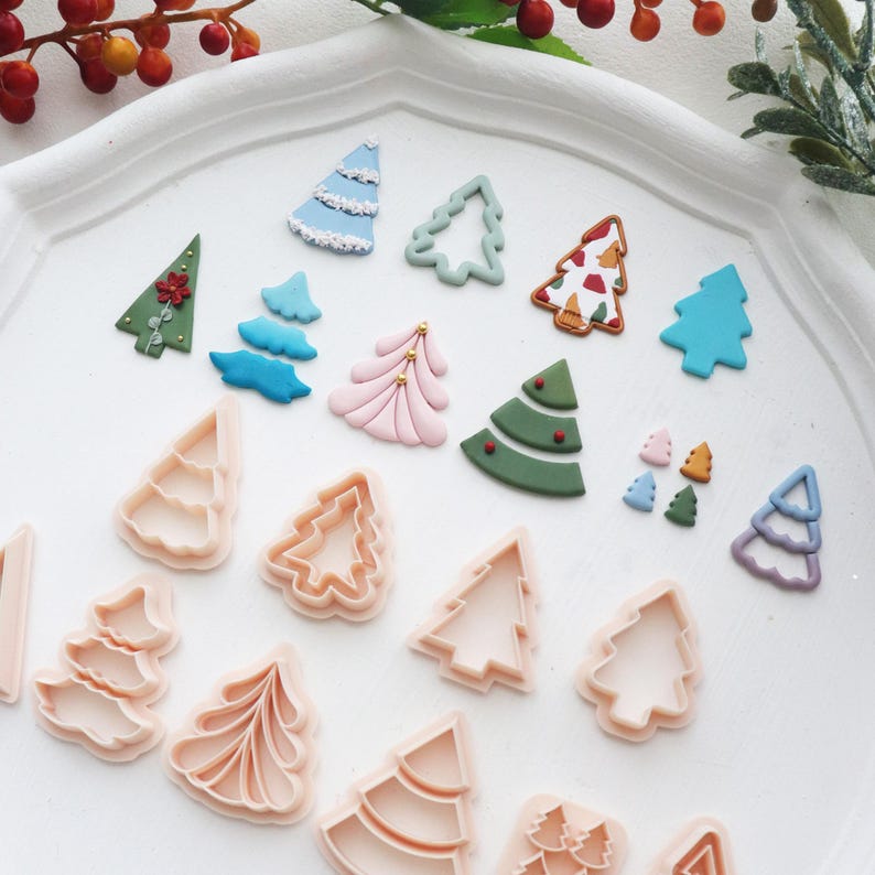 Christmas Tree Polymer Clay Cutter Set: Festive Earring & Craft Molds ...