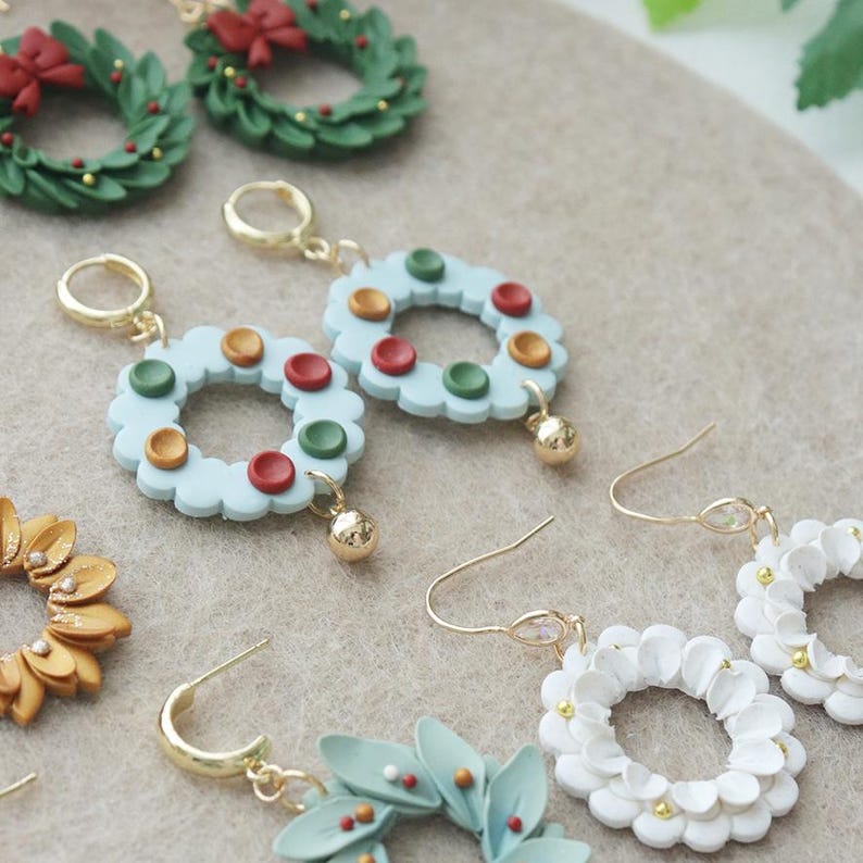 Christmas Wreath Polymer Clay Cutter Set for Holiday Earrings and ...