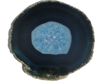 Sliced Blue Agate and Creamy Light Blue Quartz Geode | Etsy