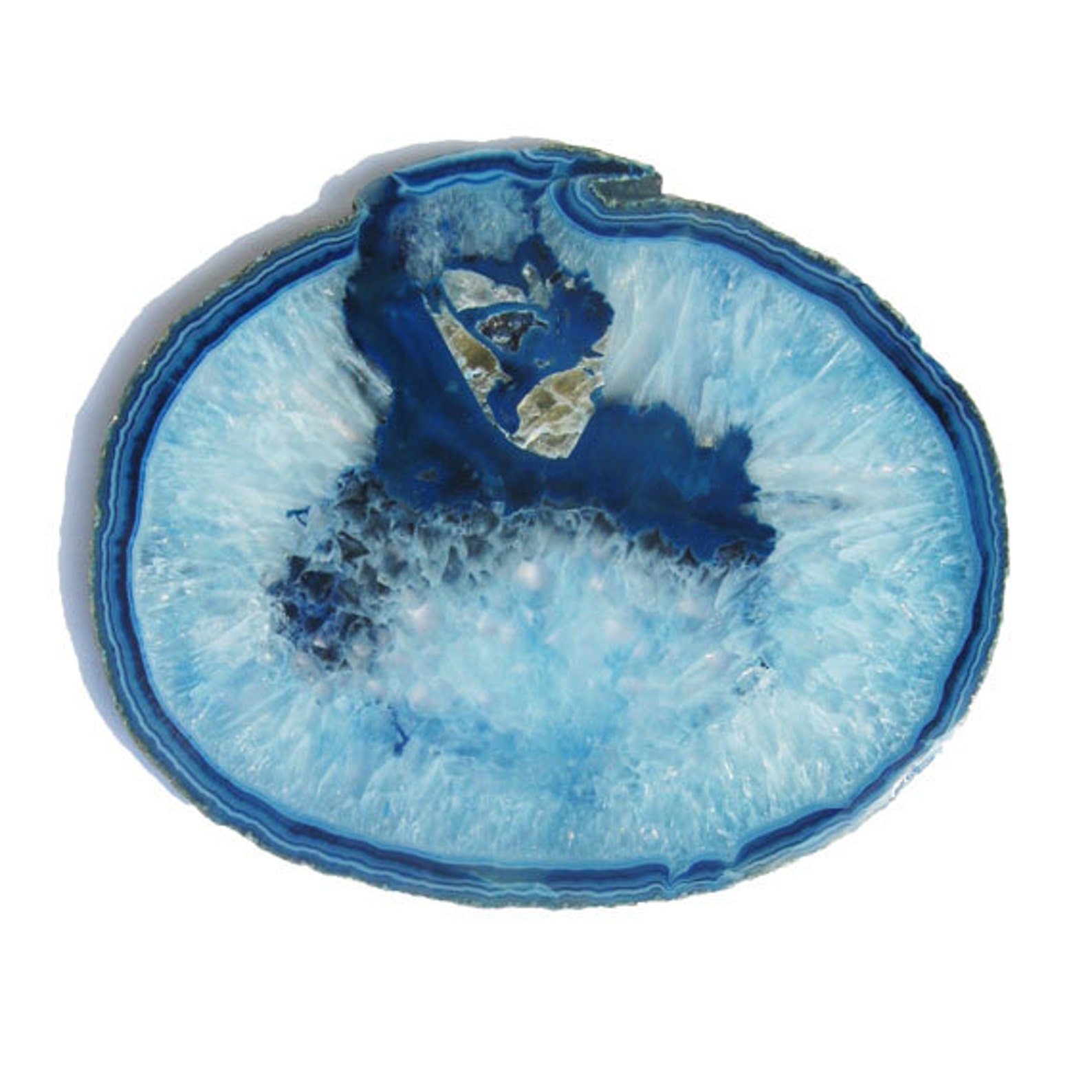 Sliced Blue Agate and Creamy Light Blue Quartz Geode - Etsy