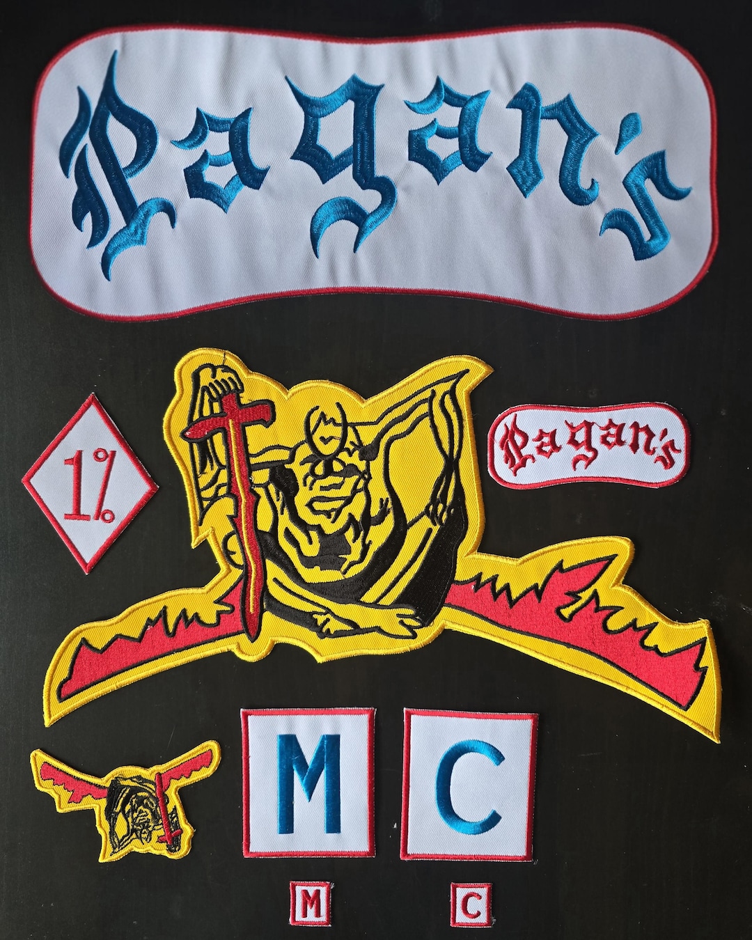 Pagans Patches Motorcycle Iron on Biker Rider Vest MC Embroidered Iron ...